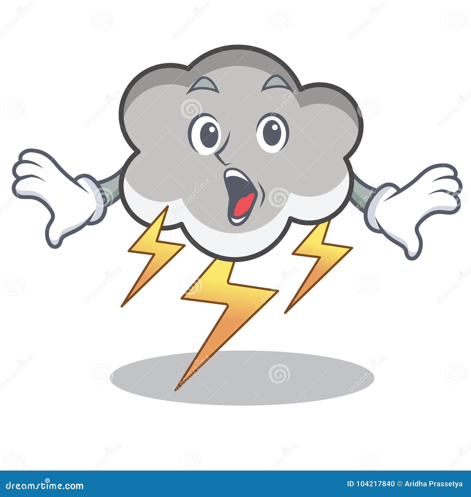 Surprised Thunder Cloud Character Cartoon Stock Vector - Illustration ...