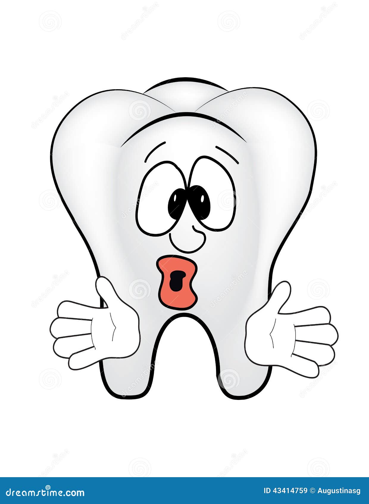 Surprised tooth cartoon stock illustration. Illustration of isolated ...