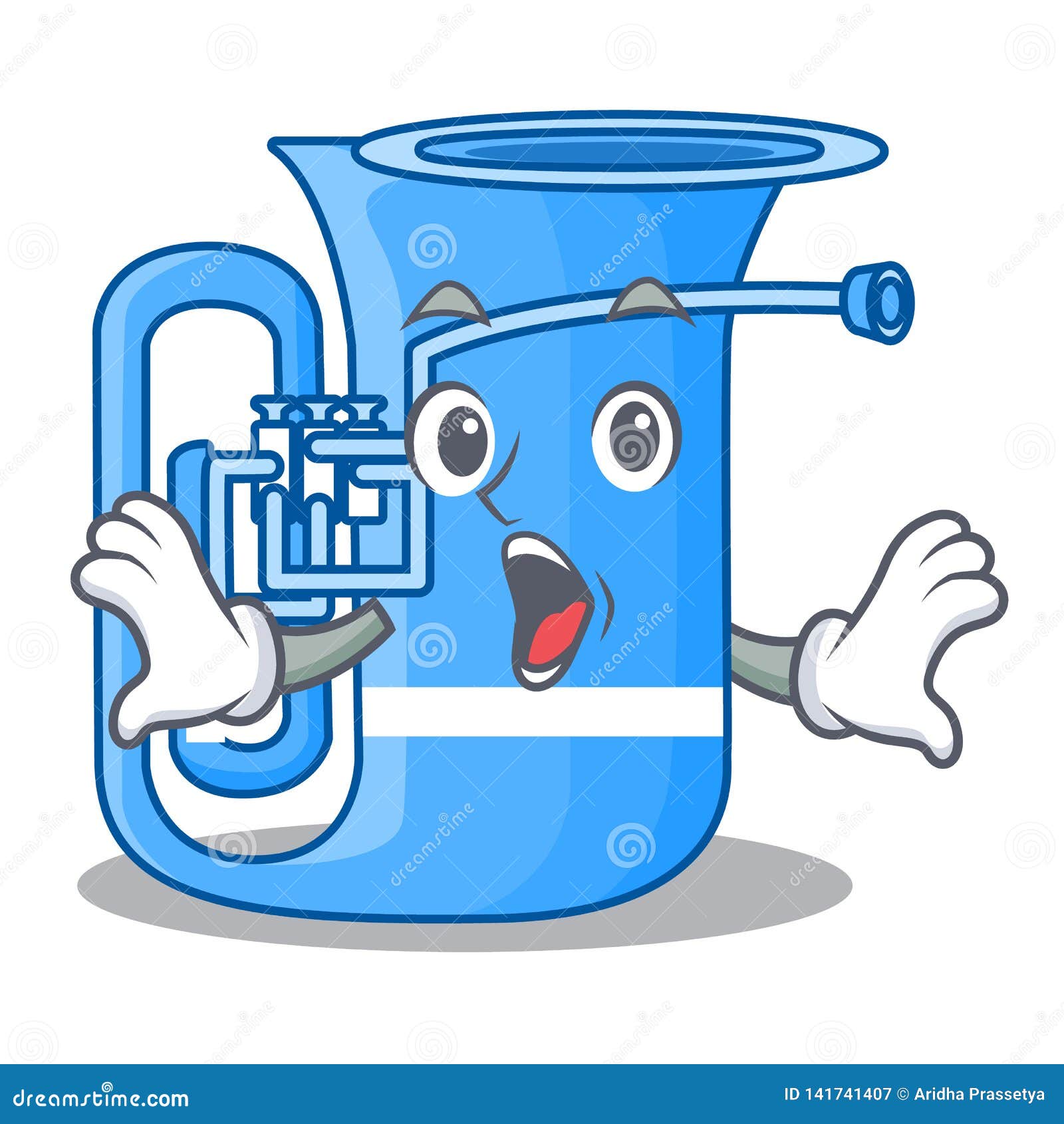 Surprised Tuba in the Shape Funny Cartoon Stock Vector - Illustration ...