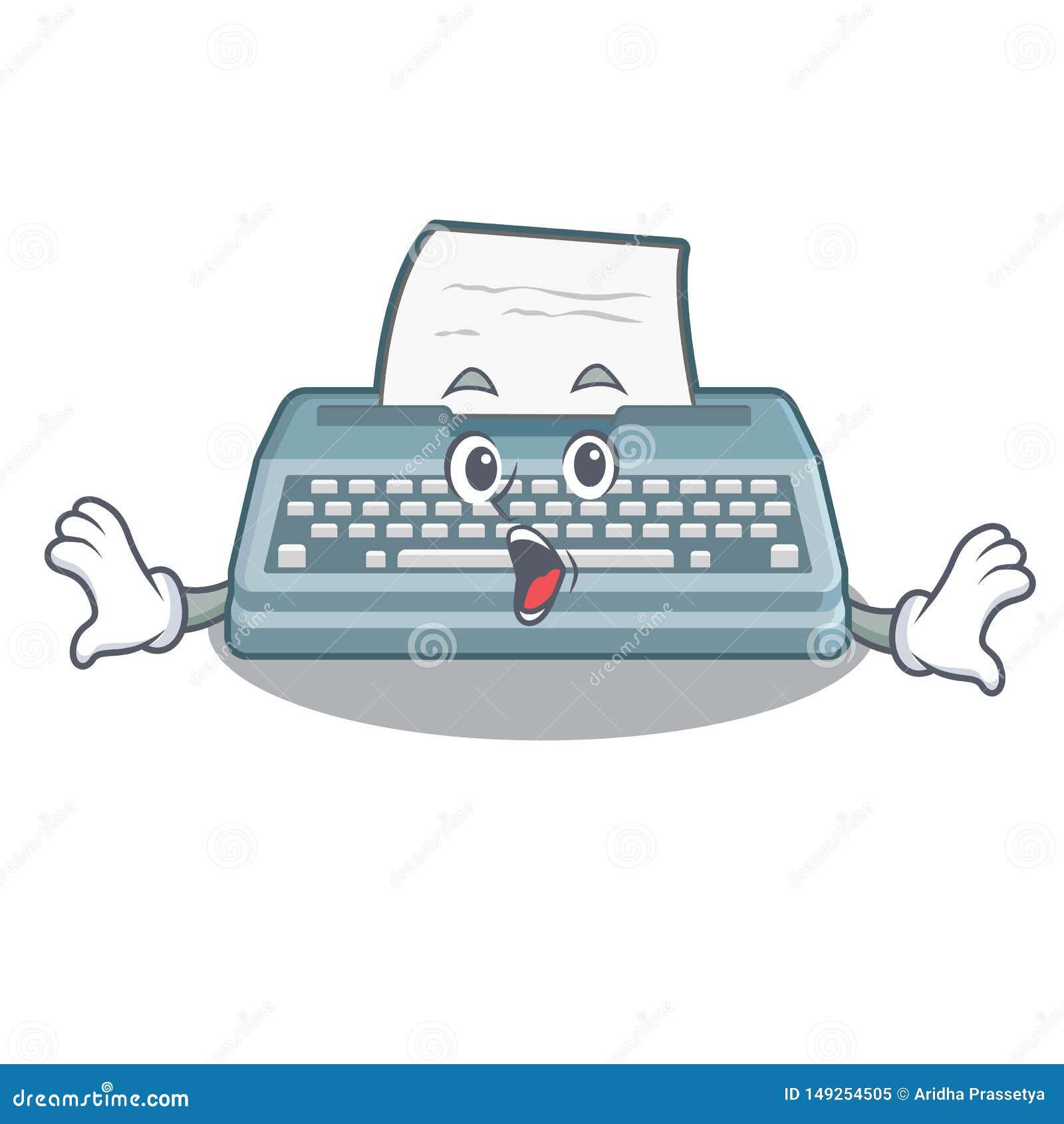 Surprised Typewriter in the a Cartoon Shape Stock Vector - Illustration ...
