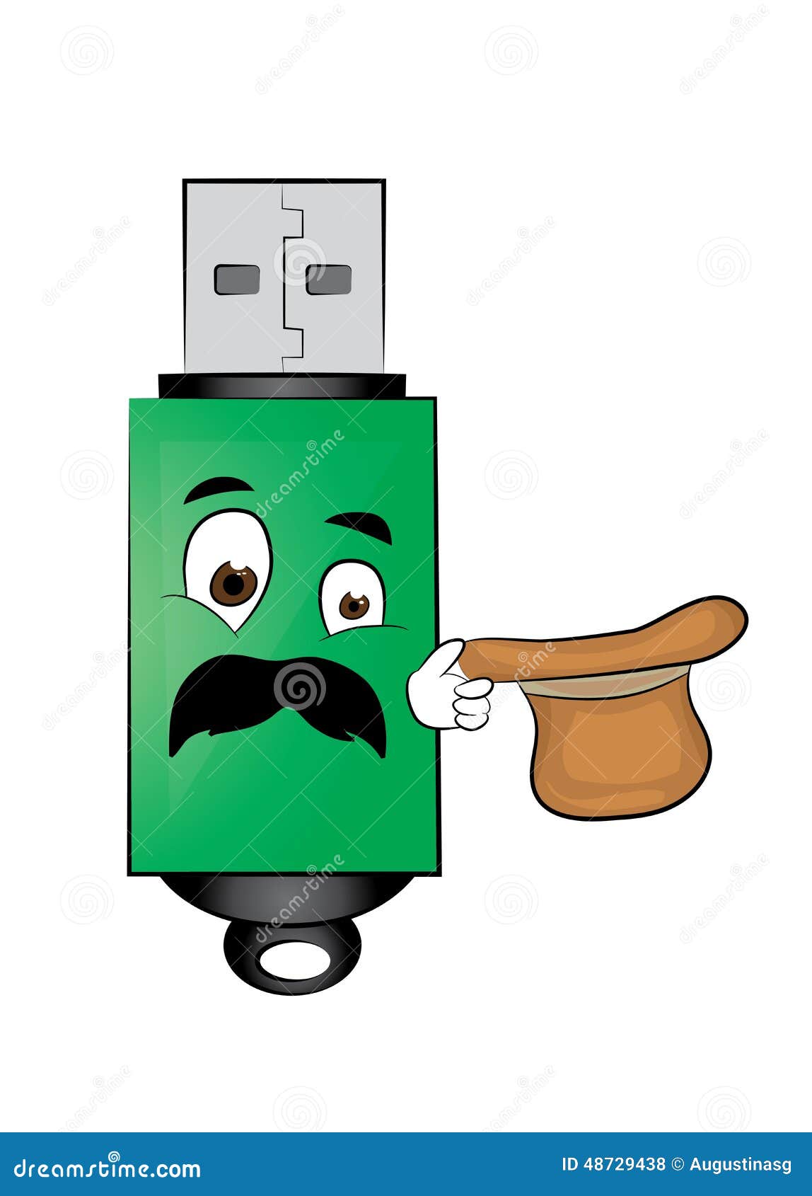 Surprised Usb Flash Drive Cartoon Stock Illustration - Illustration of ...