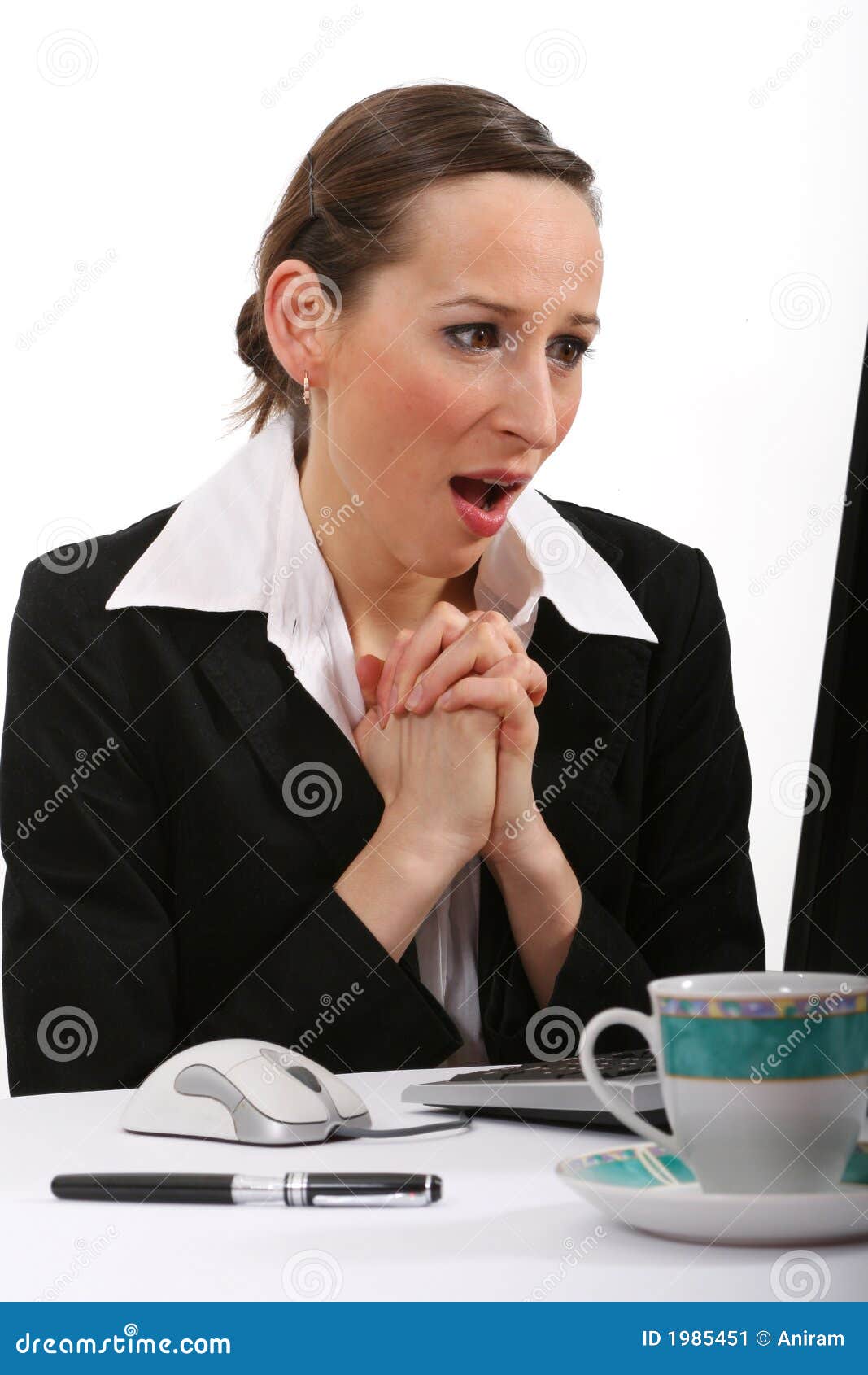 Surprised Woman with Computer Stock Image - Image of stressed ...