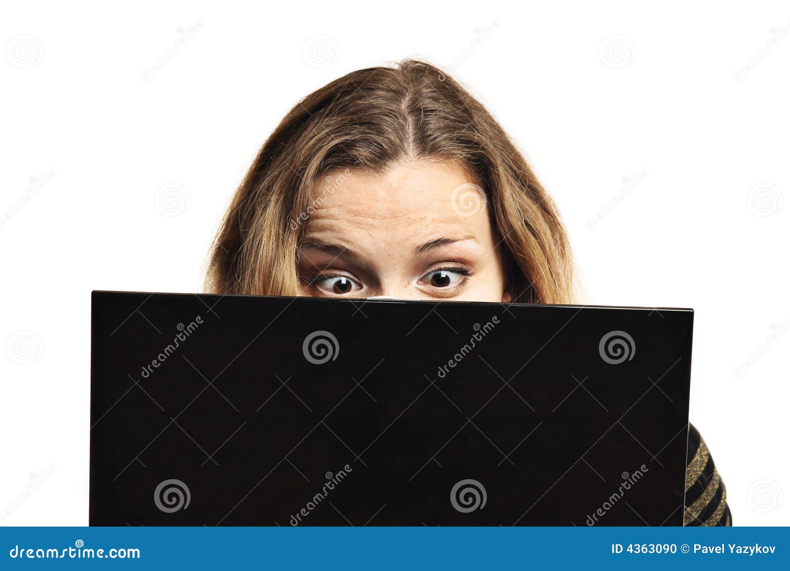 Surprised Woman and Computer Stock Photo - Image of looking, shocked ...