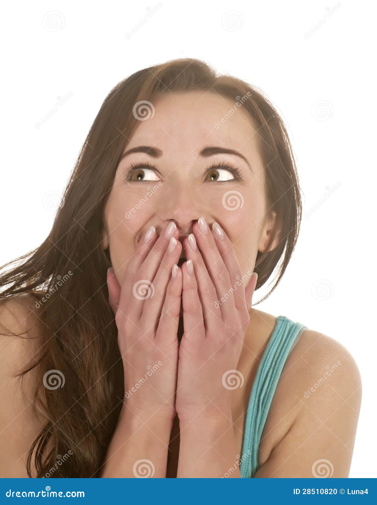 Surprised woman looking up stock photo. Image of stress - 28510820