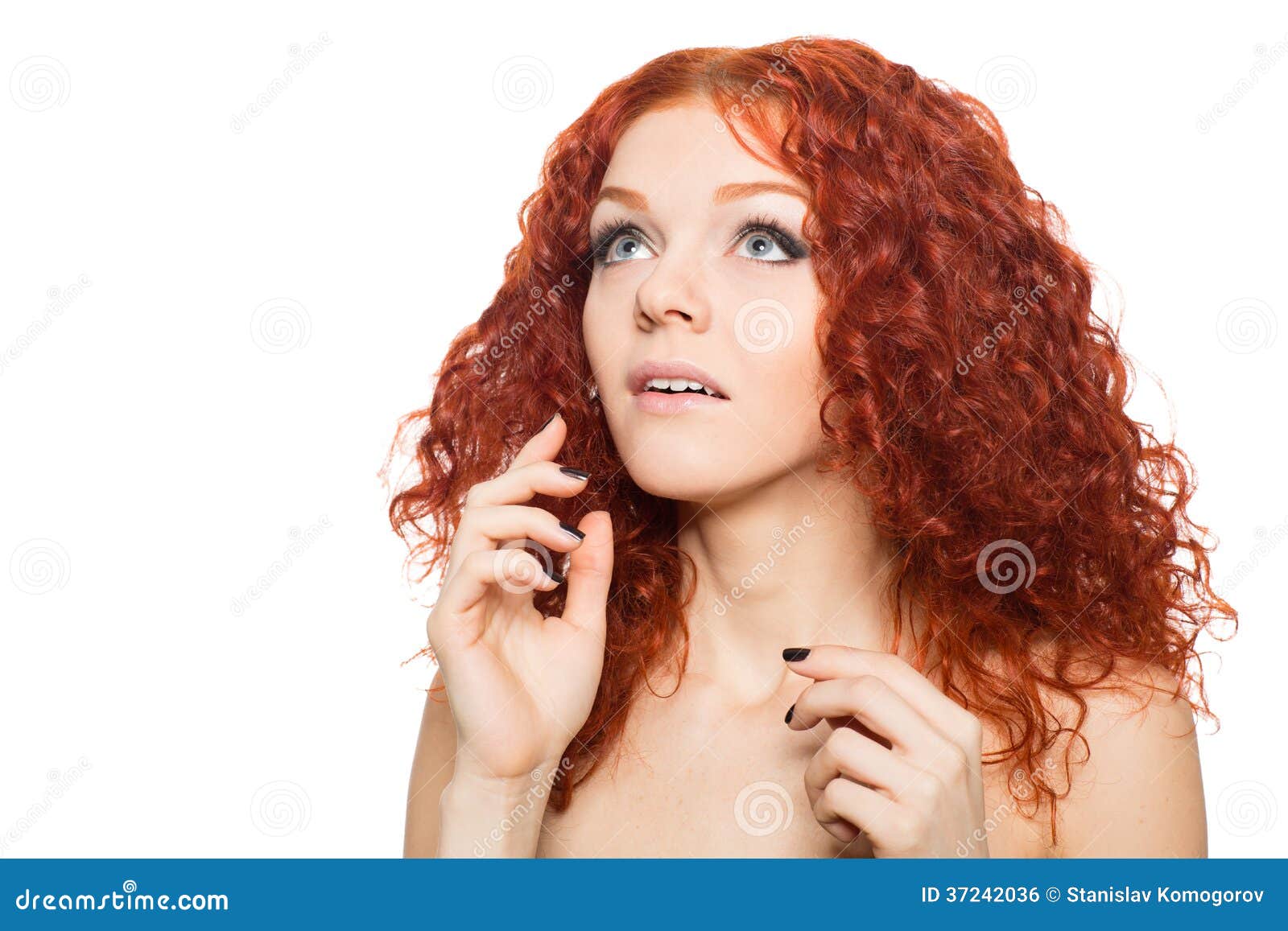 Surprised Woman Looking Up. Stock Photo - Image of care, bared: 37242036