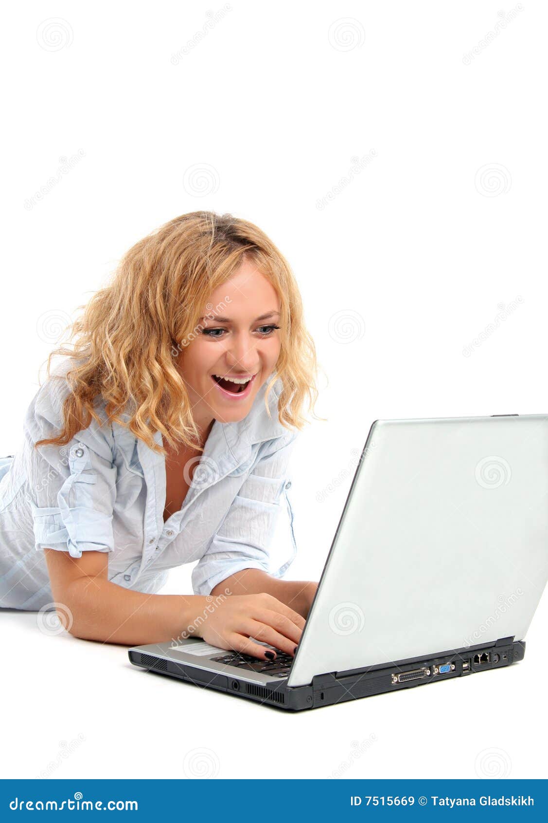 Surprised Woman Looks in the Laptop Stock Image - Image of leisure ...
