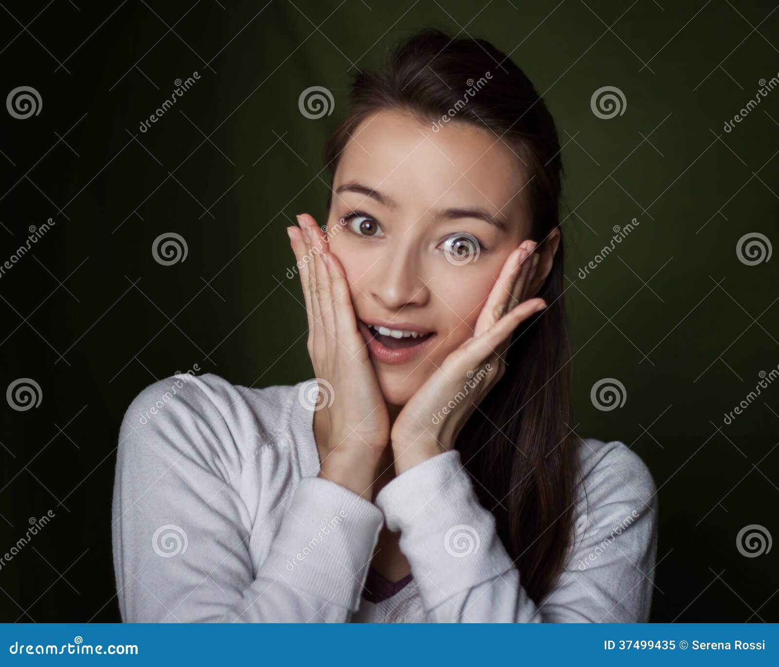 Surprised woman stock image. Image of high, eyes, hands - 37499435