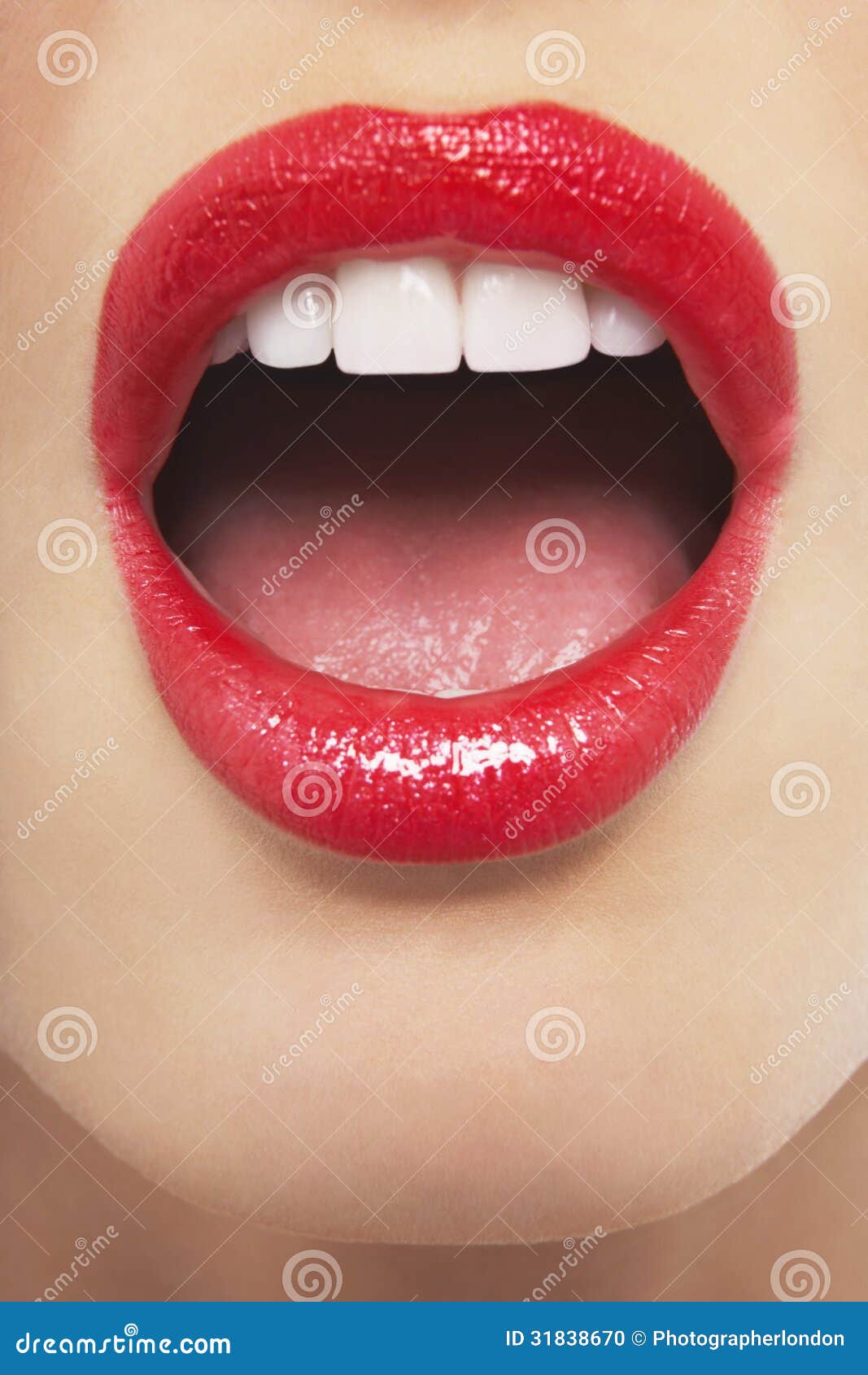 Surprised Woman with Red Lips Stock Photo - Image of fresh, background ...