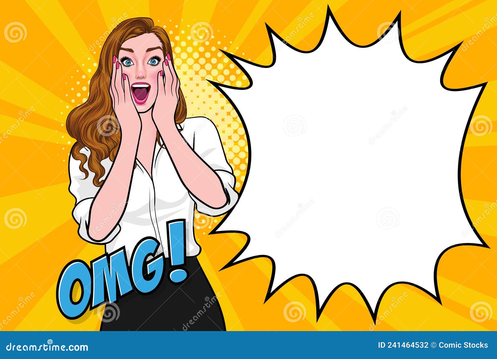 Surprised Woman Say OMG with Speech Bubble Stock Vector - Illustration ...