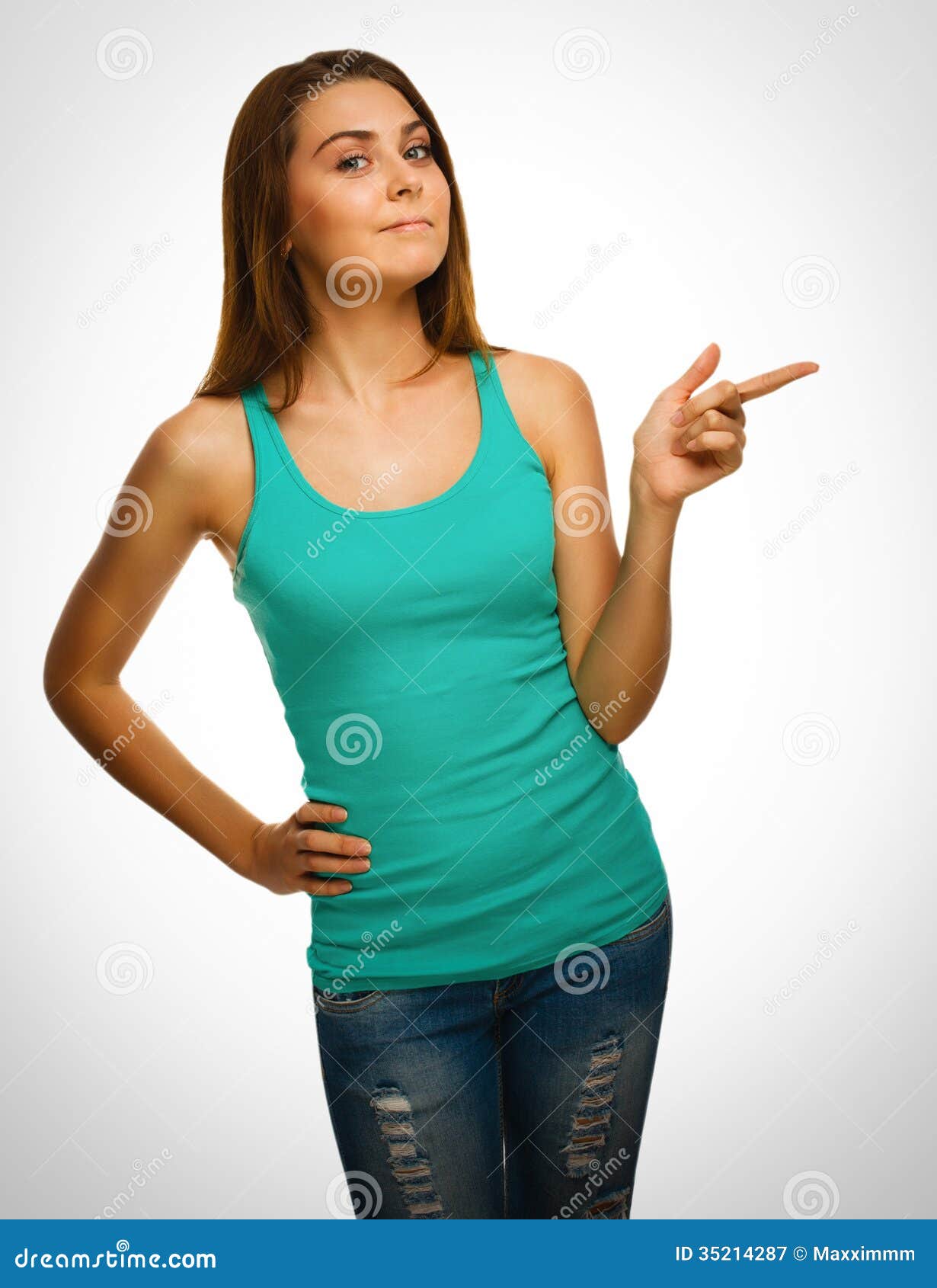 Surprised Woman Shows Finger in Direction Hand Stock Image - Image of ...