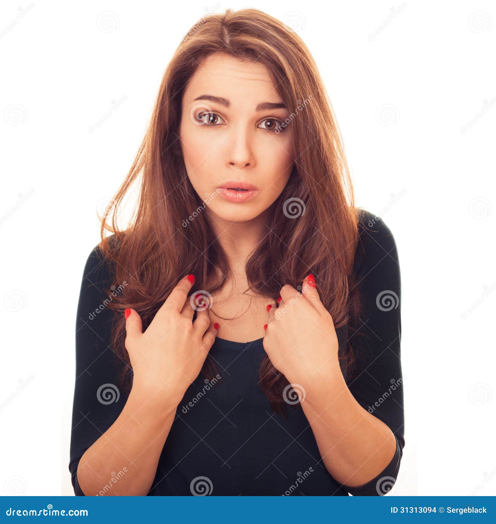 Surprised Woman Shows Itself Questioningly Stock Photo - Image of ...