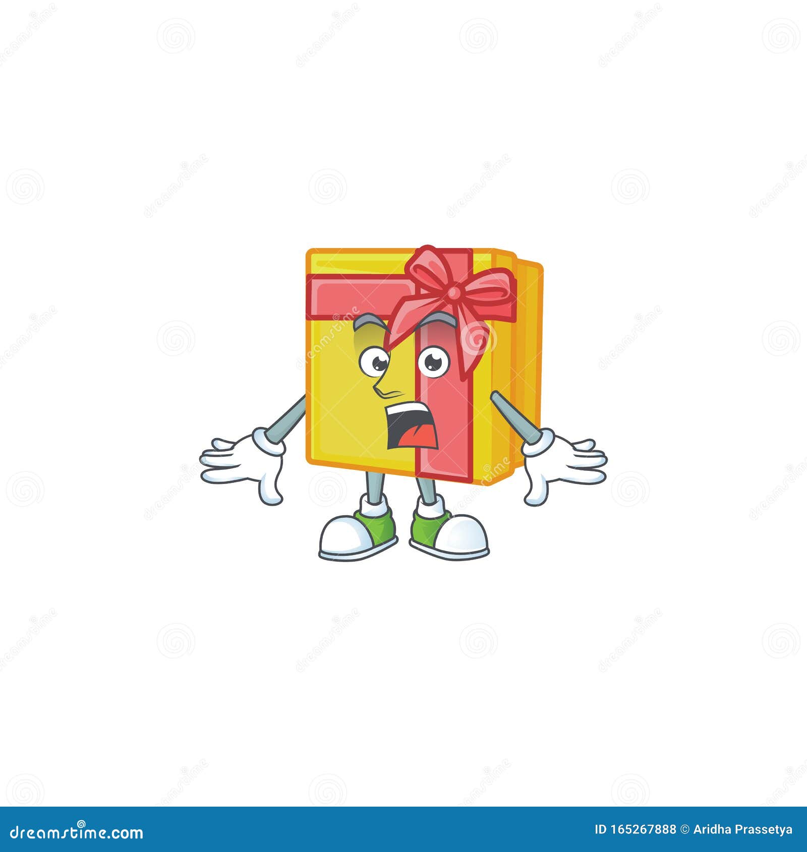 Surprised Yellow Gift Box Face Gesture on Cartoon Style Stock Vector ...