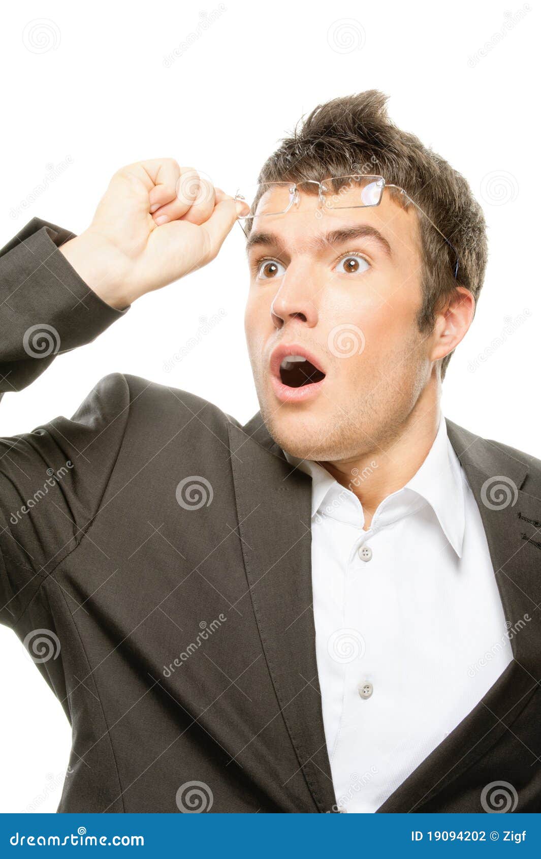 Surprised Young Businessman Stock Photo - Image of closeup, glasses ...