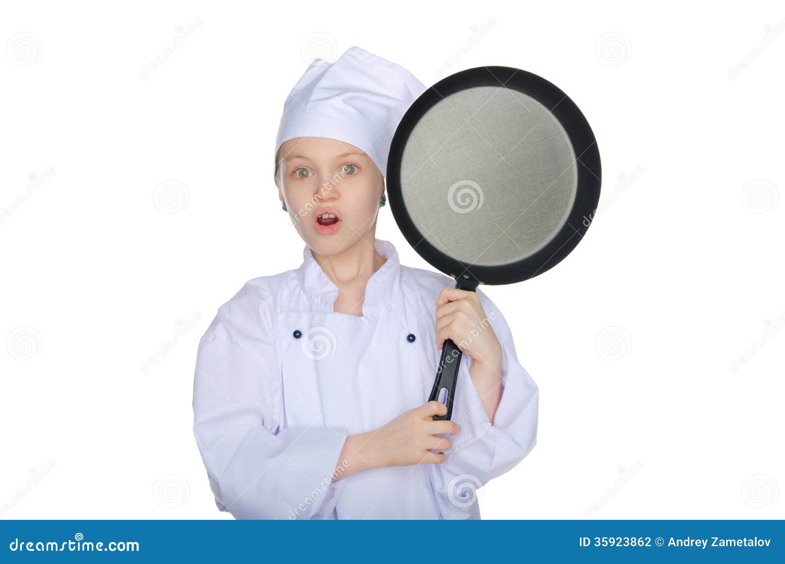 Surprised Young Chef with a Pan Stock Photo - Image of admiration ...