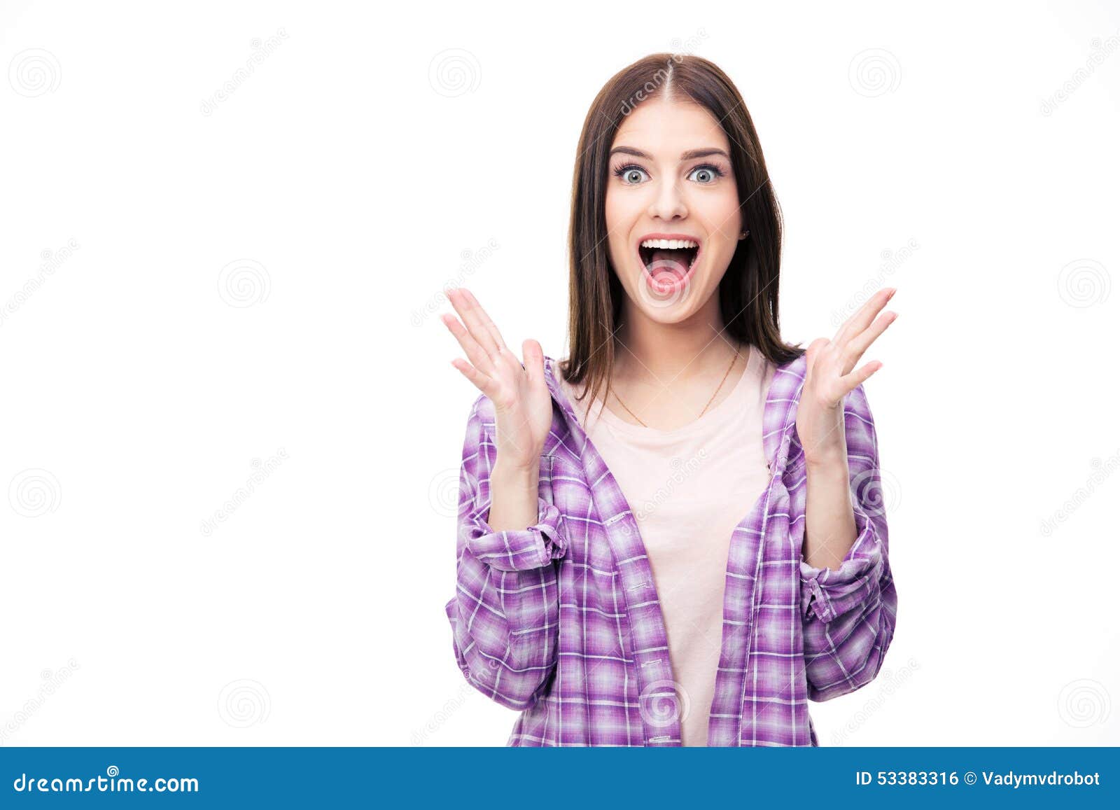 Surprised Young Female Student Over White Background Stock Photo ...