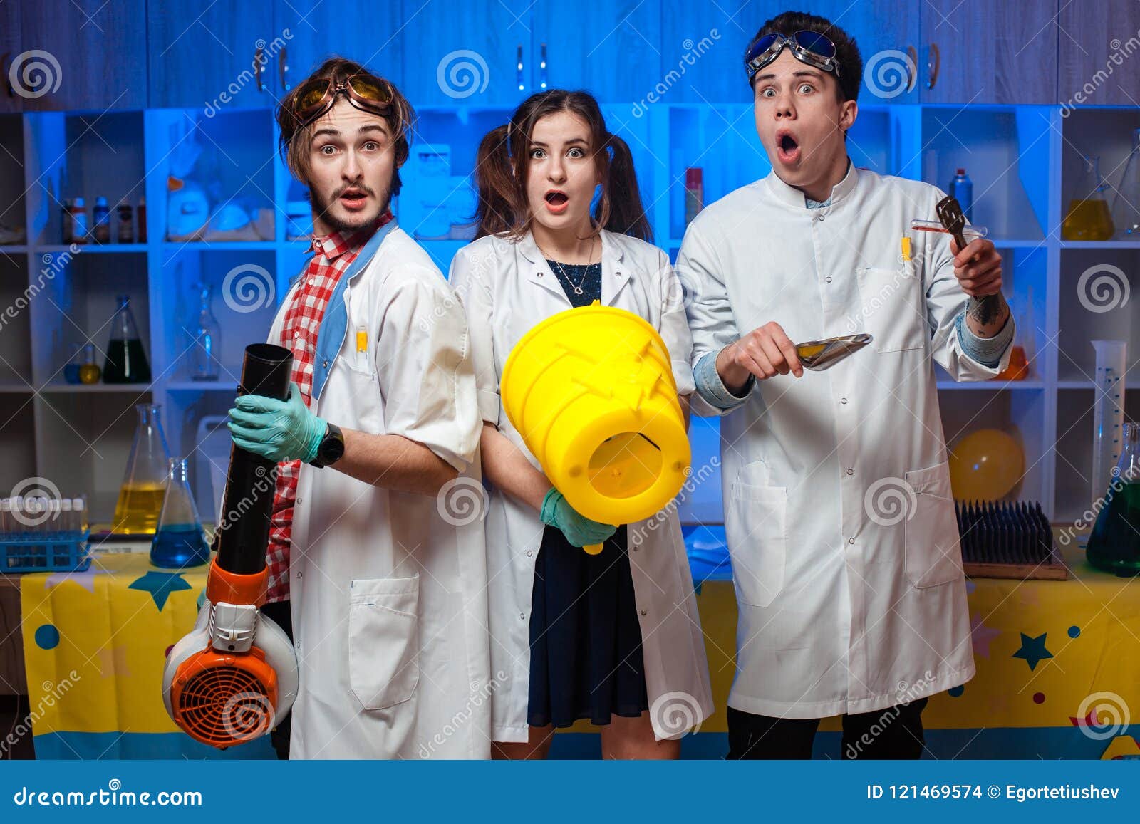 Surprised Scientists in Lab Stock Photo - Image of funny, medicine ...