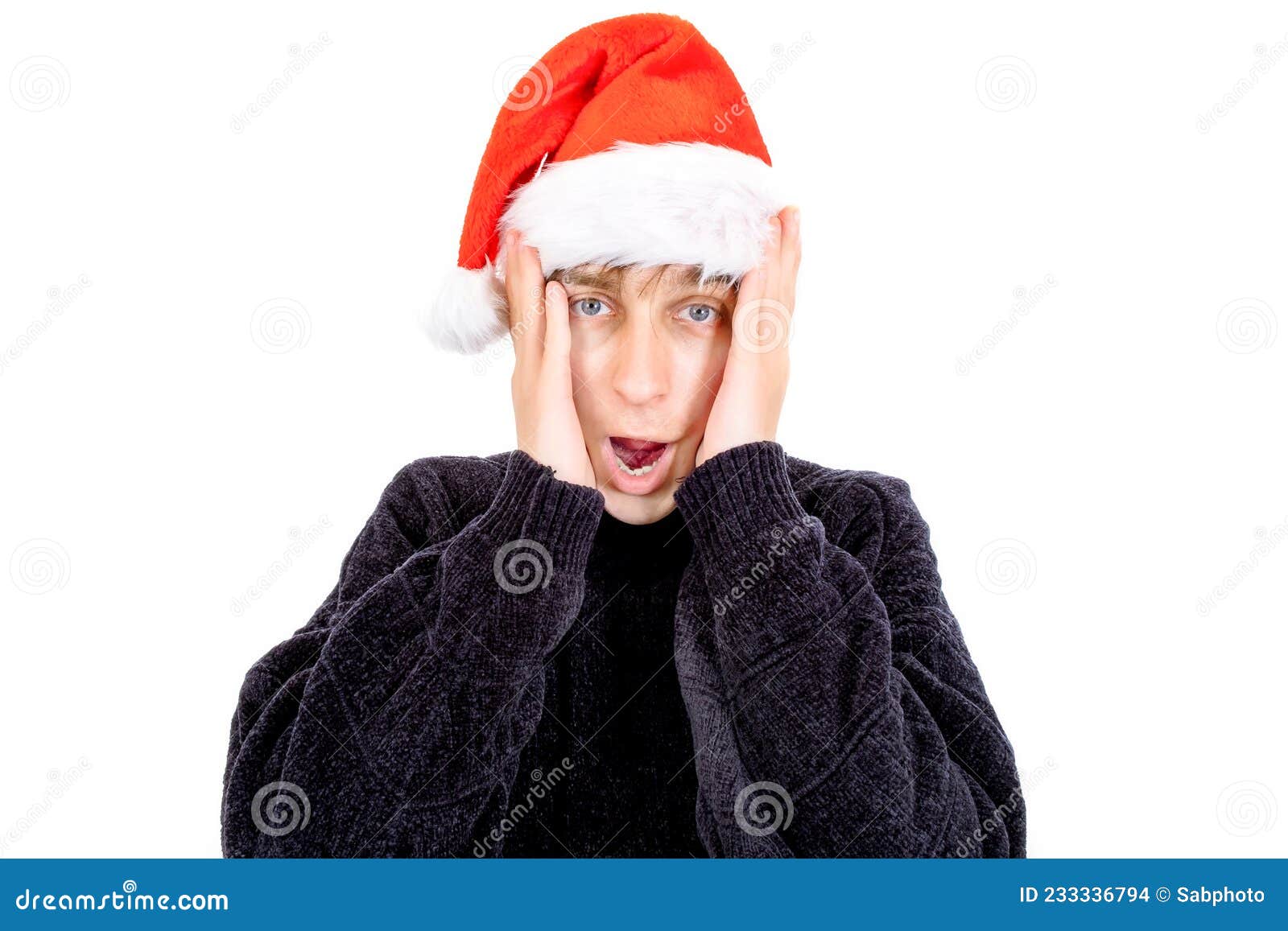 Surprised Young Man stock photo. Image of glad, christmas - 233336794