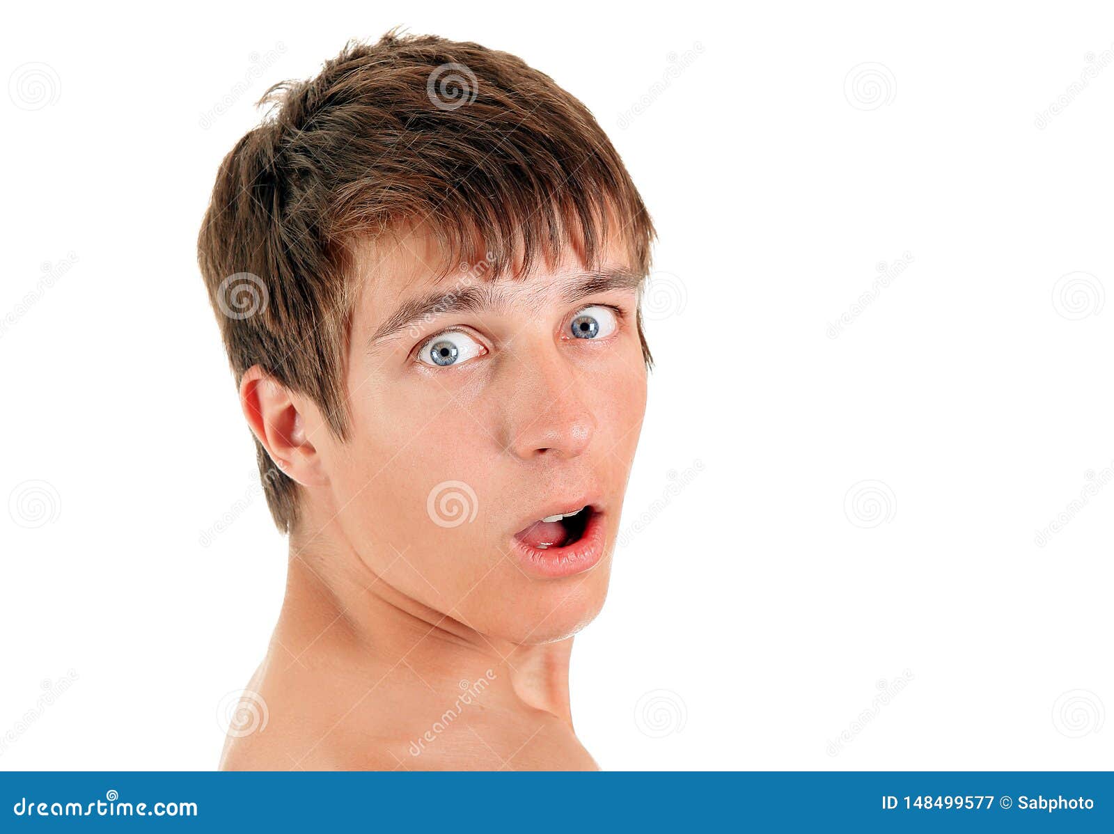 Surprised Young Man stock image. Image of rear, brunette - 148499577