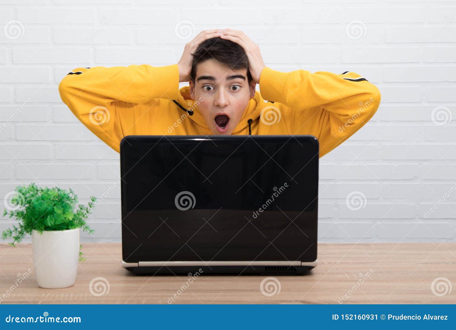 Surprised young man stock image. Image of desktop, privacy - 152160931