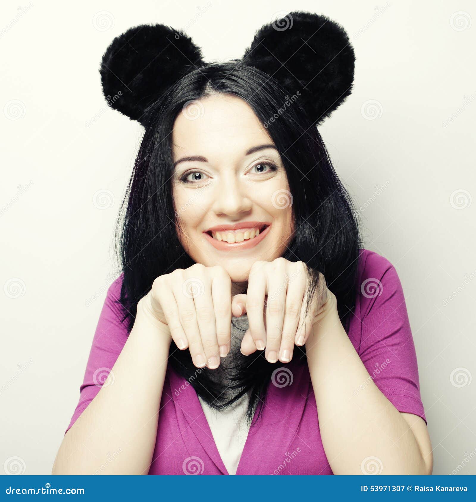 Surprised Young Woman with Mouse Ears Stock Image - Image of carnaval ...