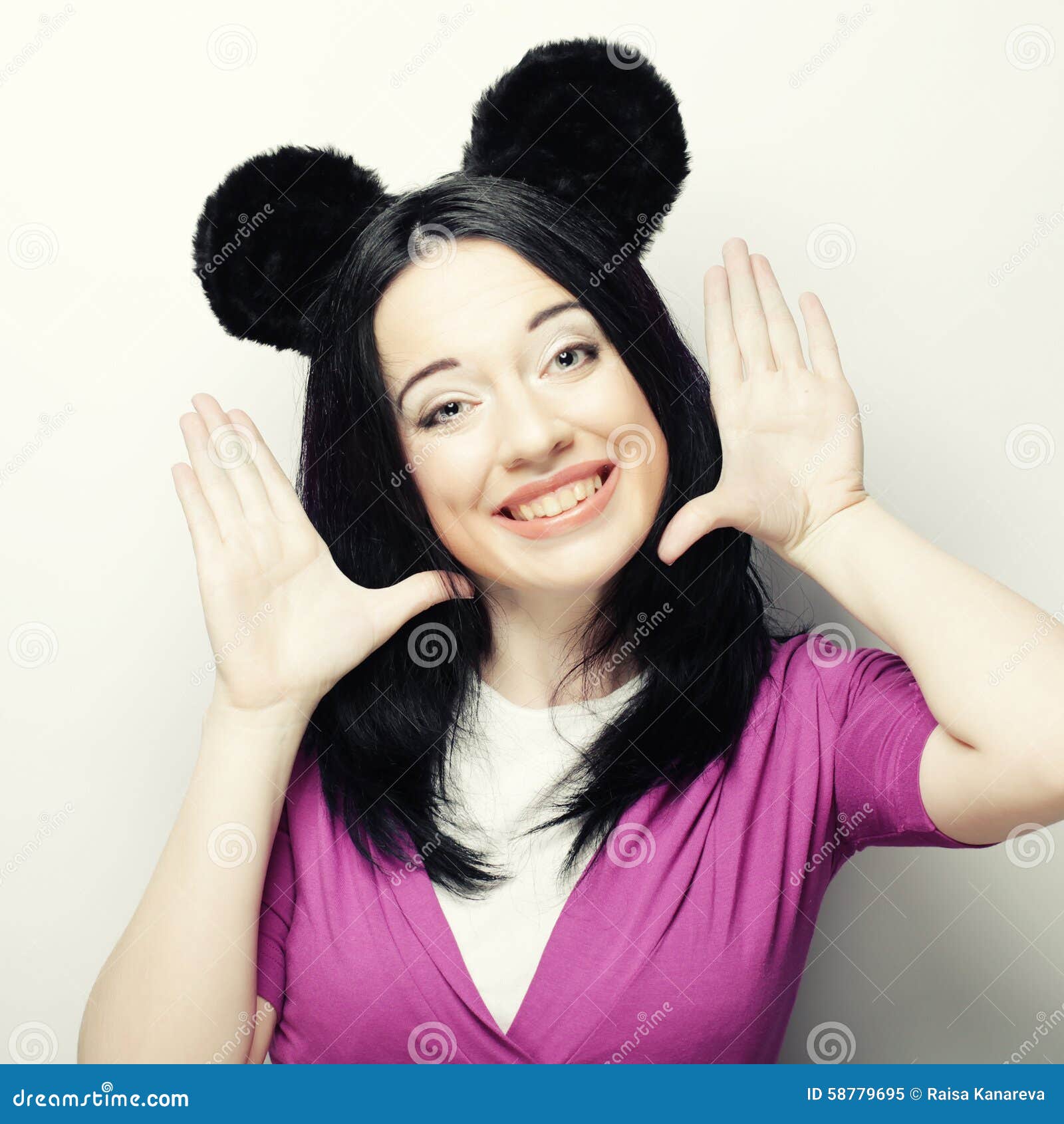 Surprised Young Woman with Mouse Ears Stock Image - Image of human ...