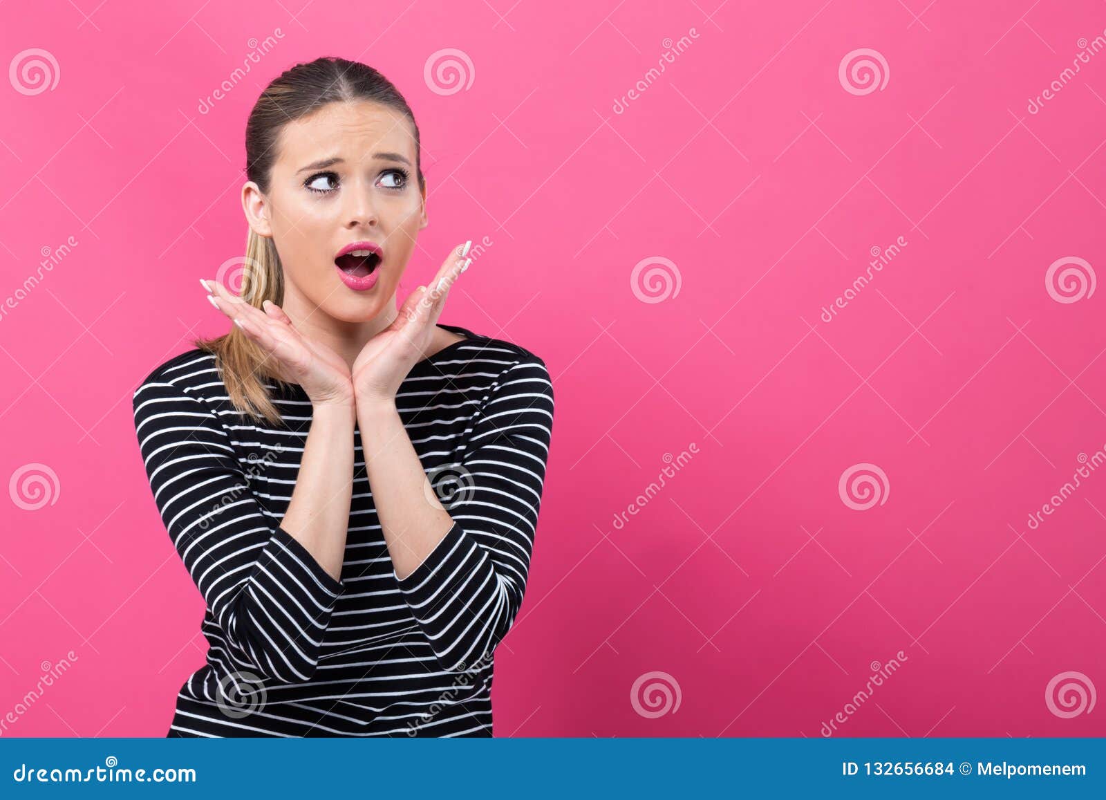 Surprised Young Woman Posing Stock Photo - Image of negative, person ...