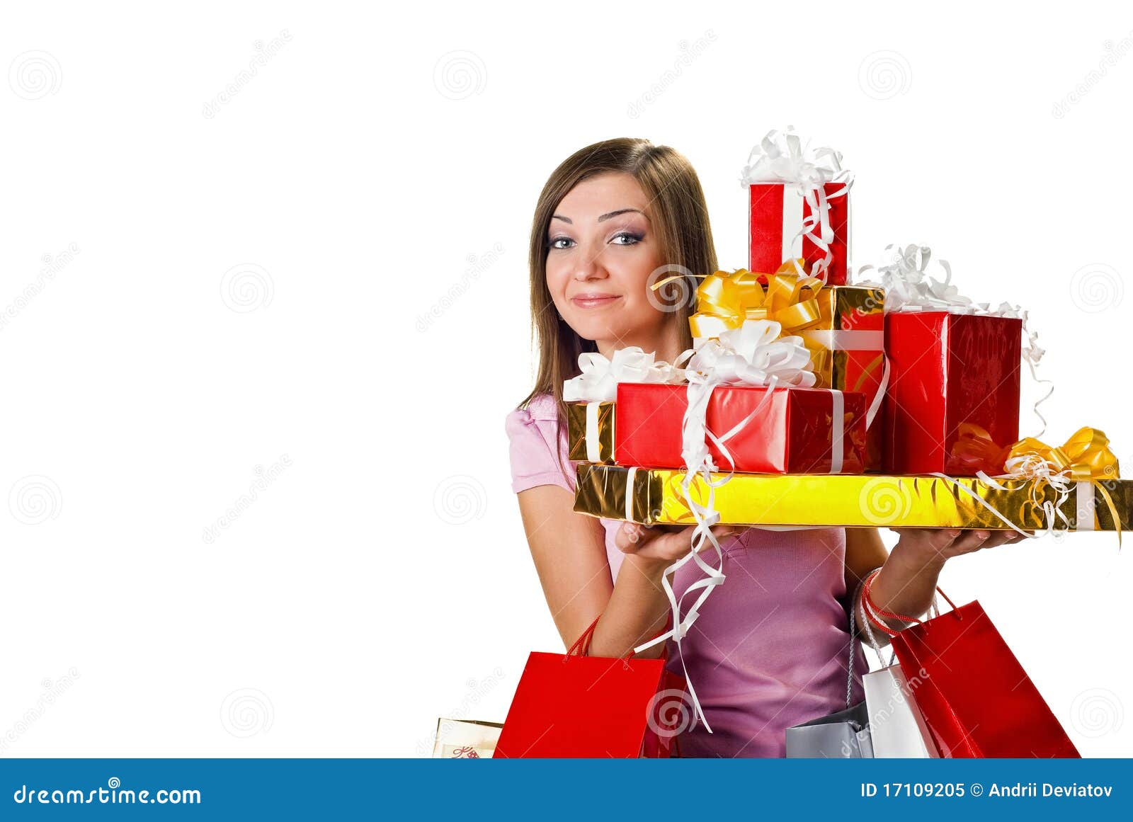 Surprised Young Woman with Shopping Stock Image - Image of posing ...