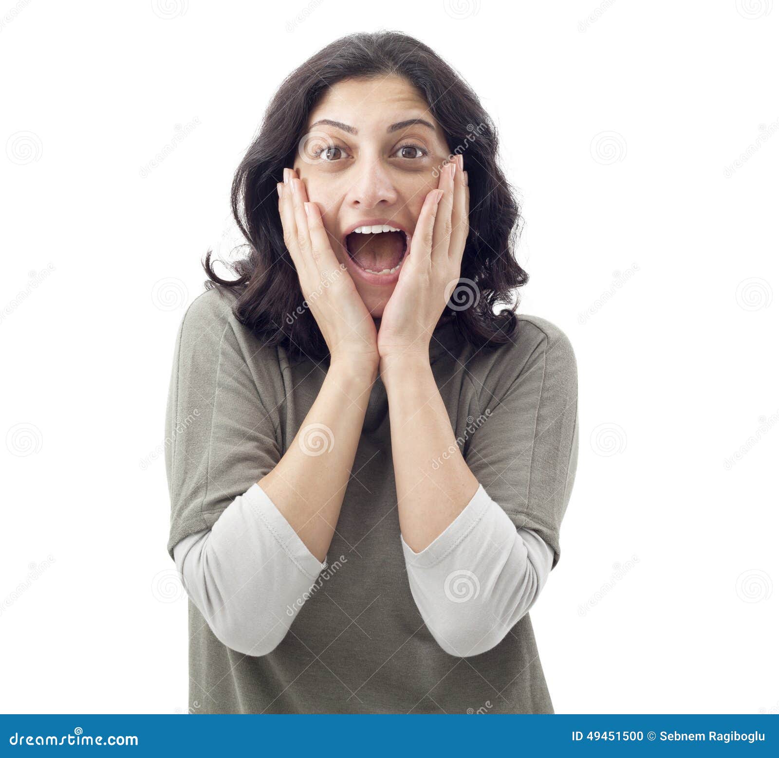 Surprised young woman stock photo. Image of happiness - 49451500