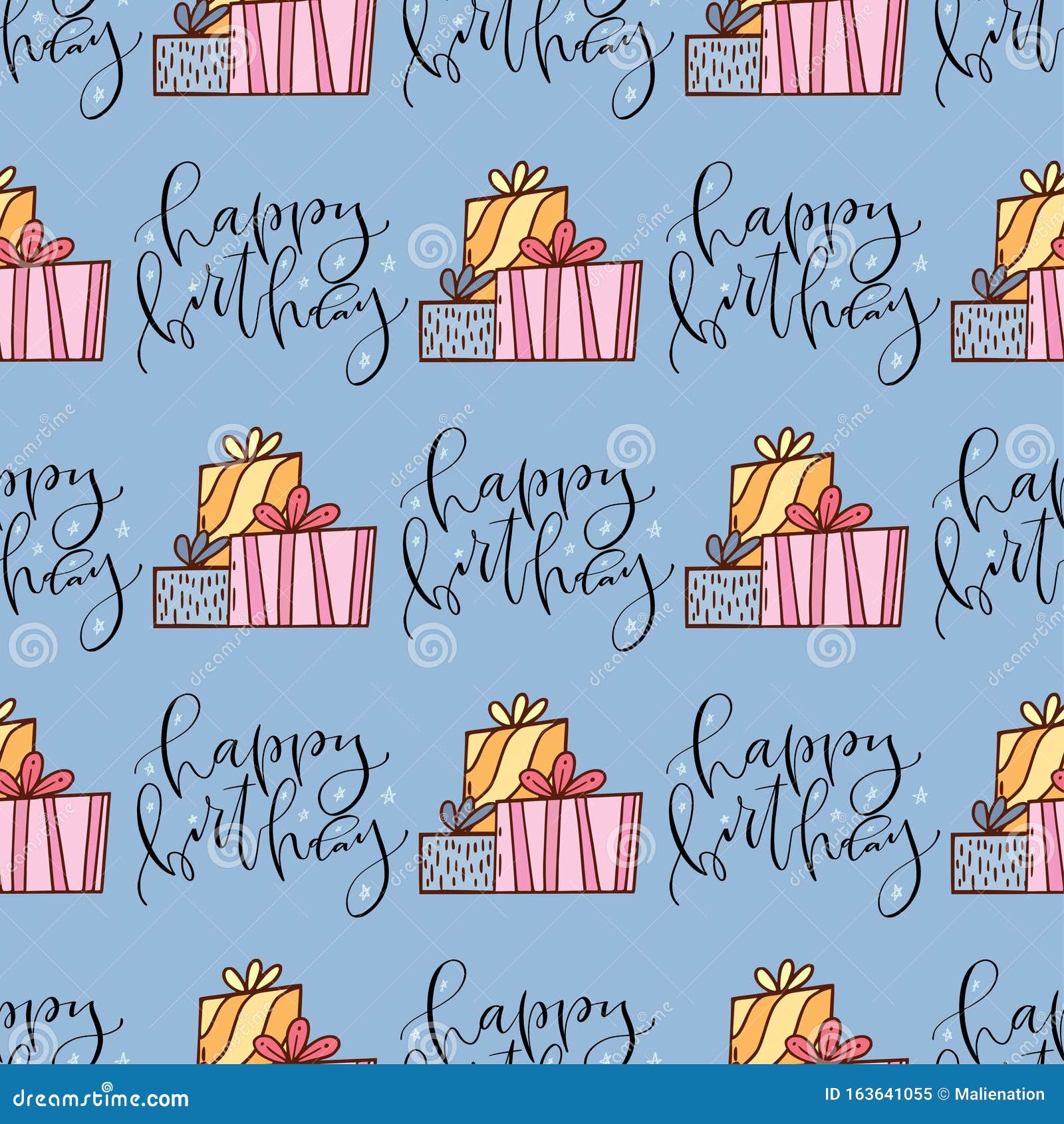 Surprises Repeating Pattern. Happy Birthday Pattern With Giftboxes ...