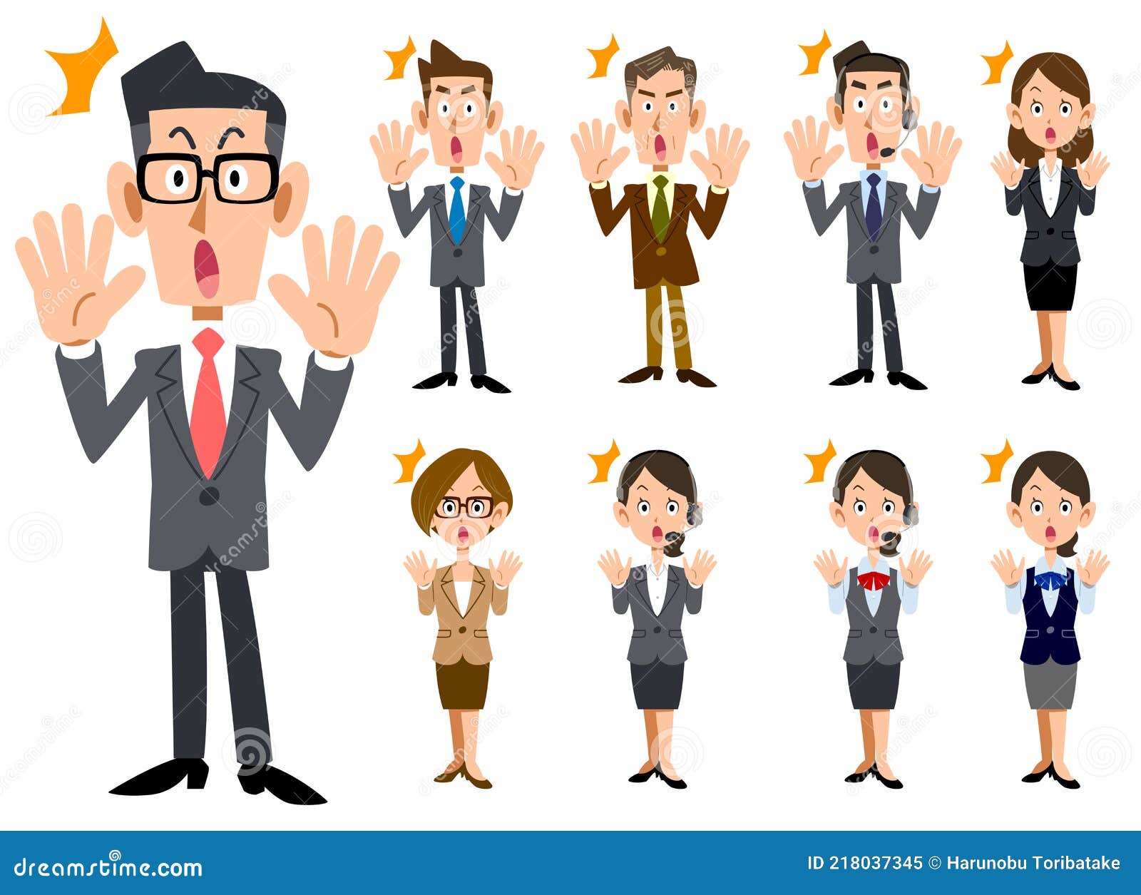 Surprising Office Worker Male and Female Full Body Set Stock Vector ...
