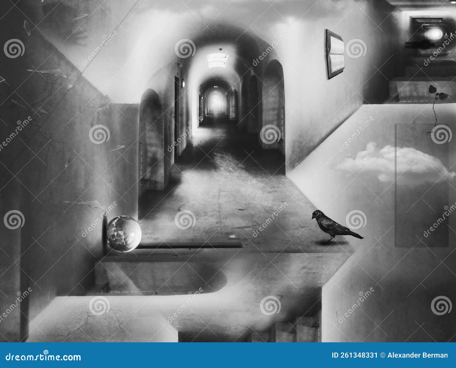 Surreal Abstract Hallways, in Dark and Light Colors. Stock Image ...