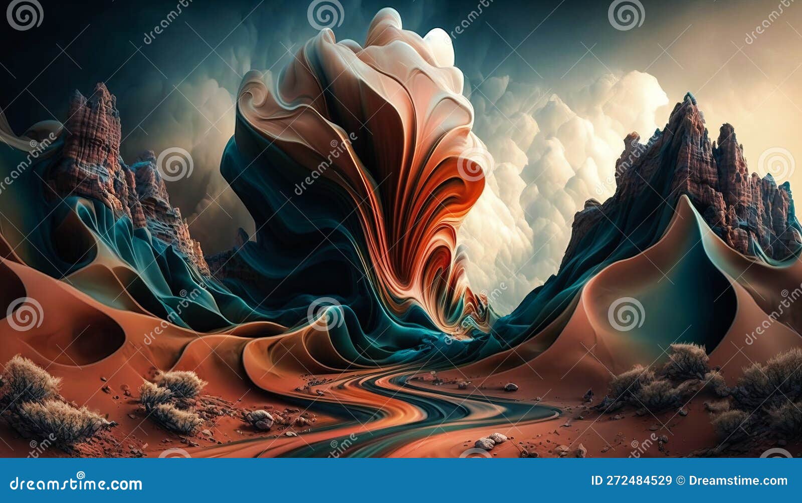 Surreal abstract landscape stock illustration. Illustration of abstract ...