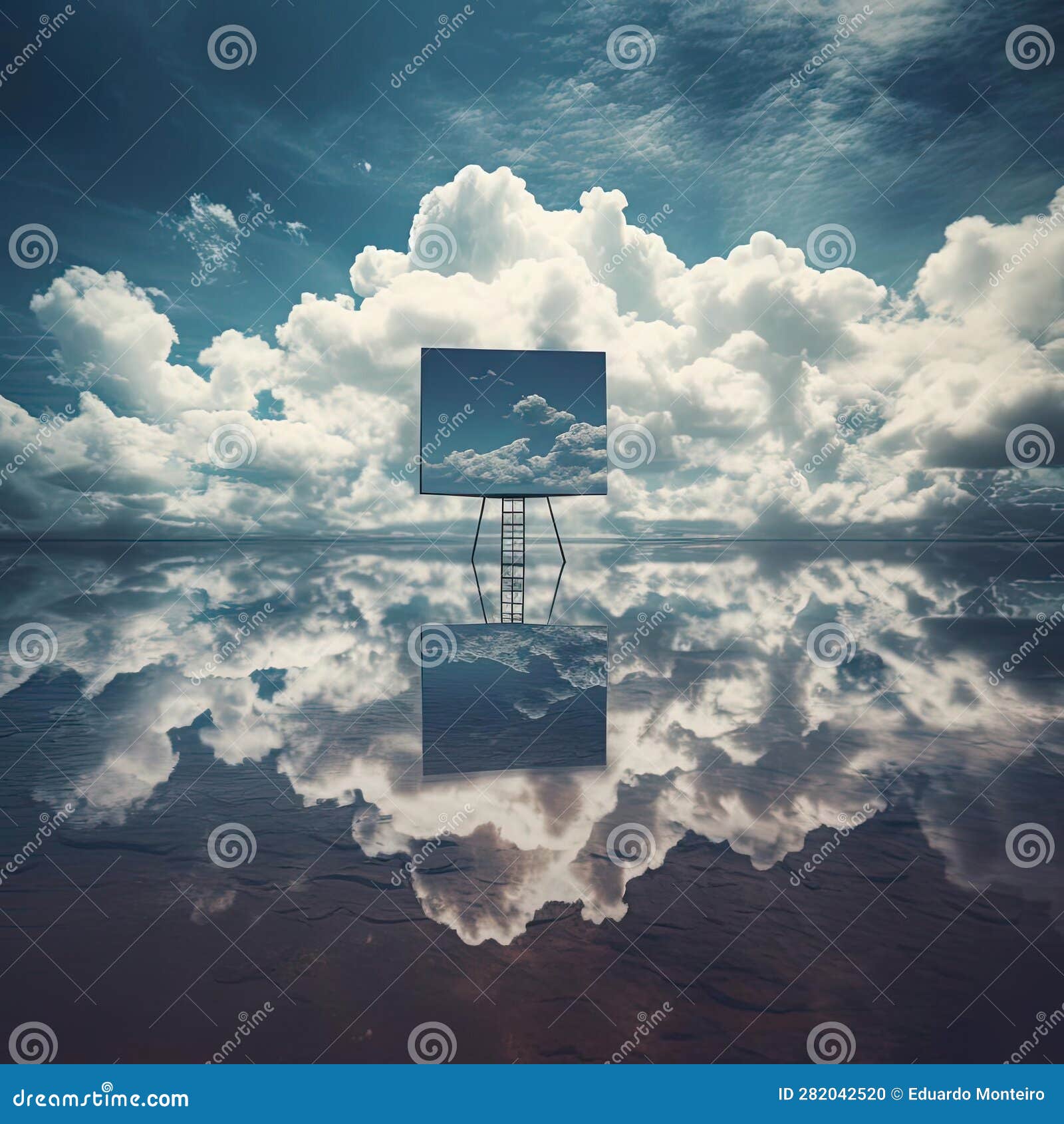A Surreal and Abstract Landscape with a Mirror Reflection of the Sky ...