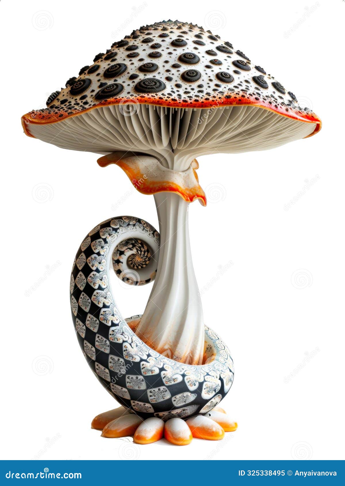 Surreal Abstract Mushroom Artwork with Intricate Patterns and Textures ...