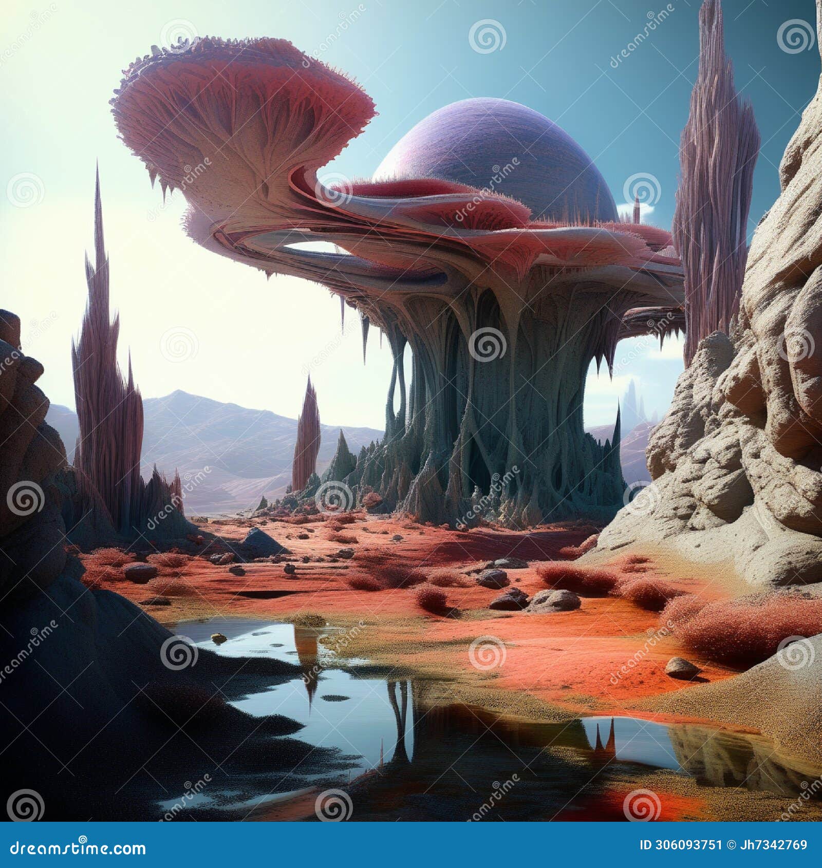 A Surreal Alien City with Floating Structures and Vibrant Energy ...