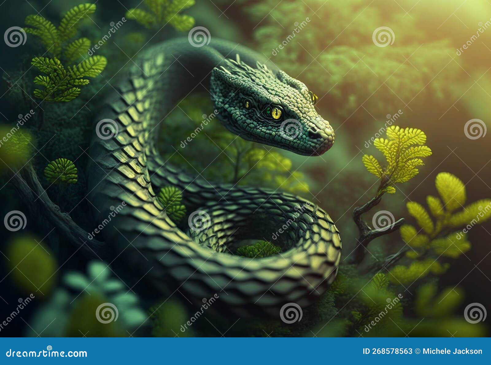 A Surreal Alien Snake, Created by Generative Ai Stock Illustration ...