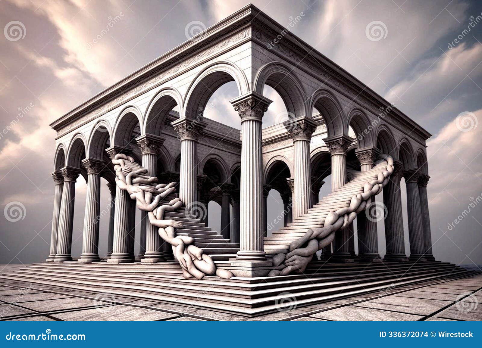 Surreal Architectural Structure with Classical Columns Stock ...
