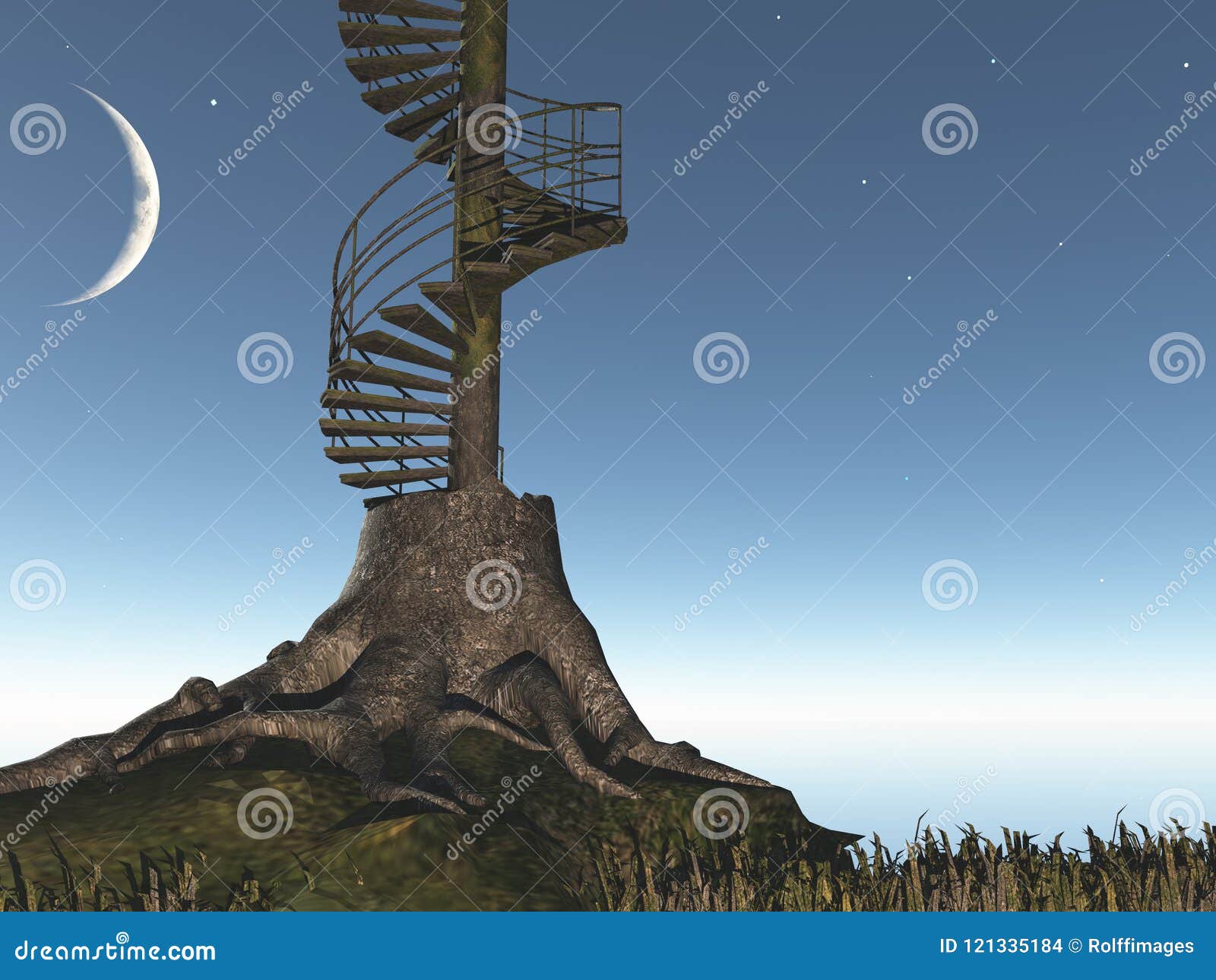 Tree is circular stairs stock illustration. Illustration of gnarls ...