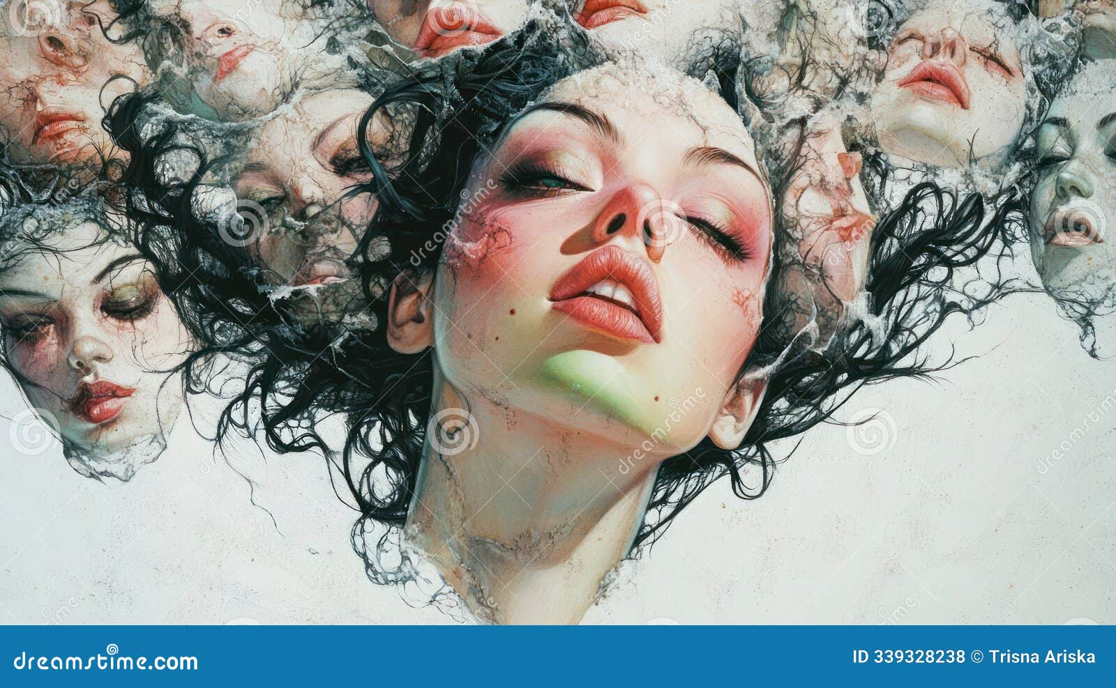 Surreal Artwork Featuring a Central Figure Surrounded by Multiple ...