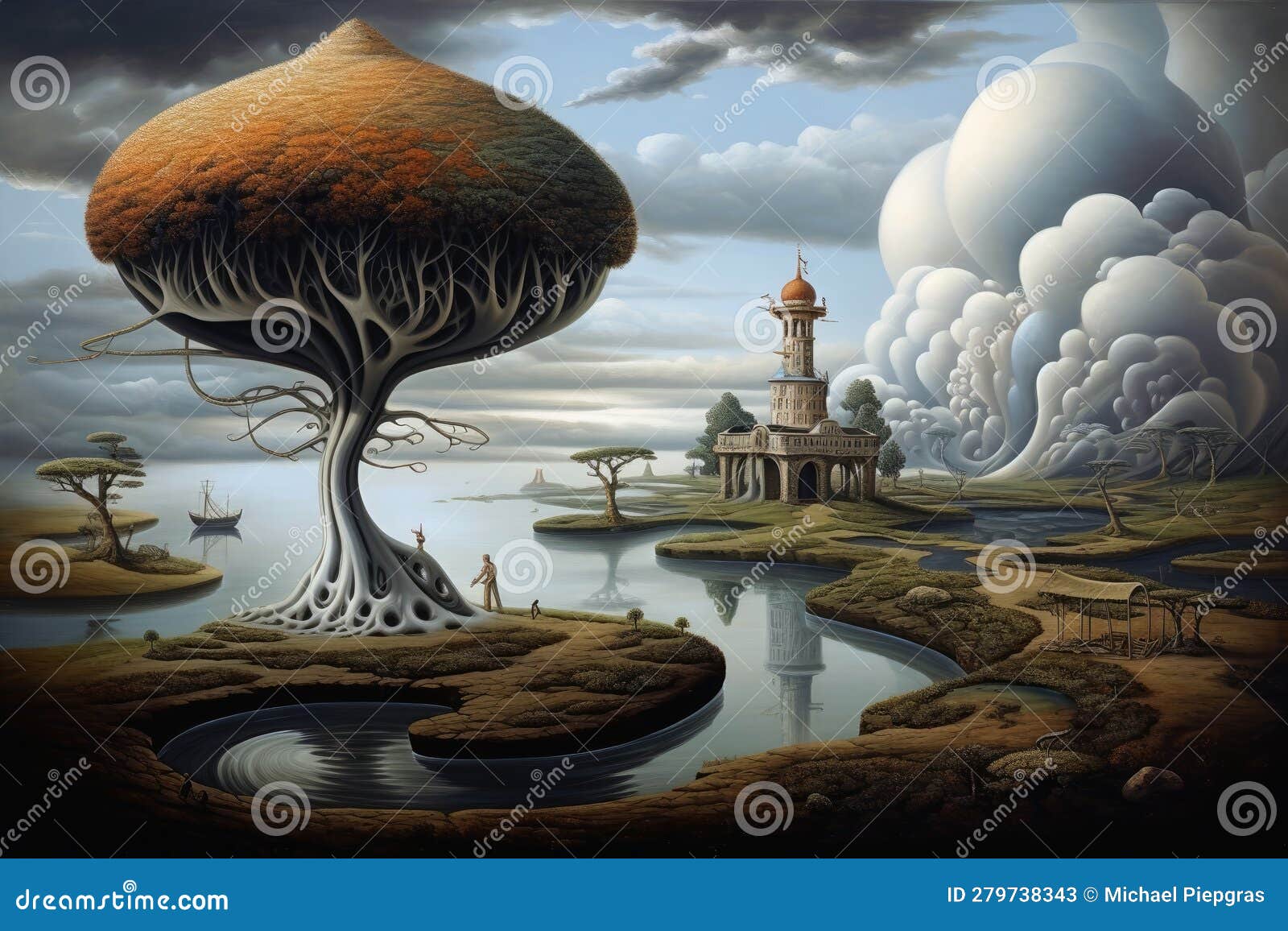 A Surreal Artwork of Humans and Landscapes Created with Generative AI ...