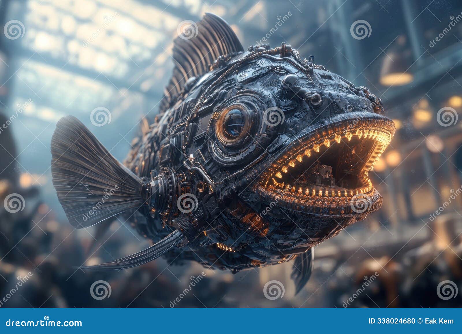 Futuristic Aquatic Fish with Mechanical Elements Blending Technology ...
