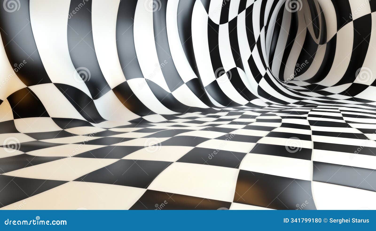 Surreal Black and White Checkered Tunnel Creates a Dizzying Optical ...