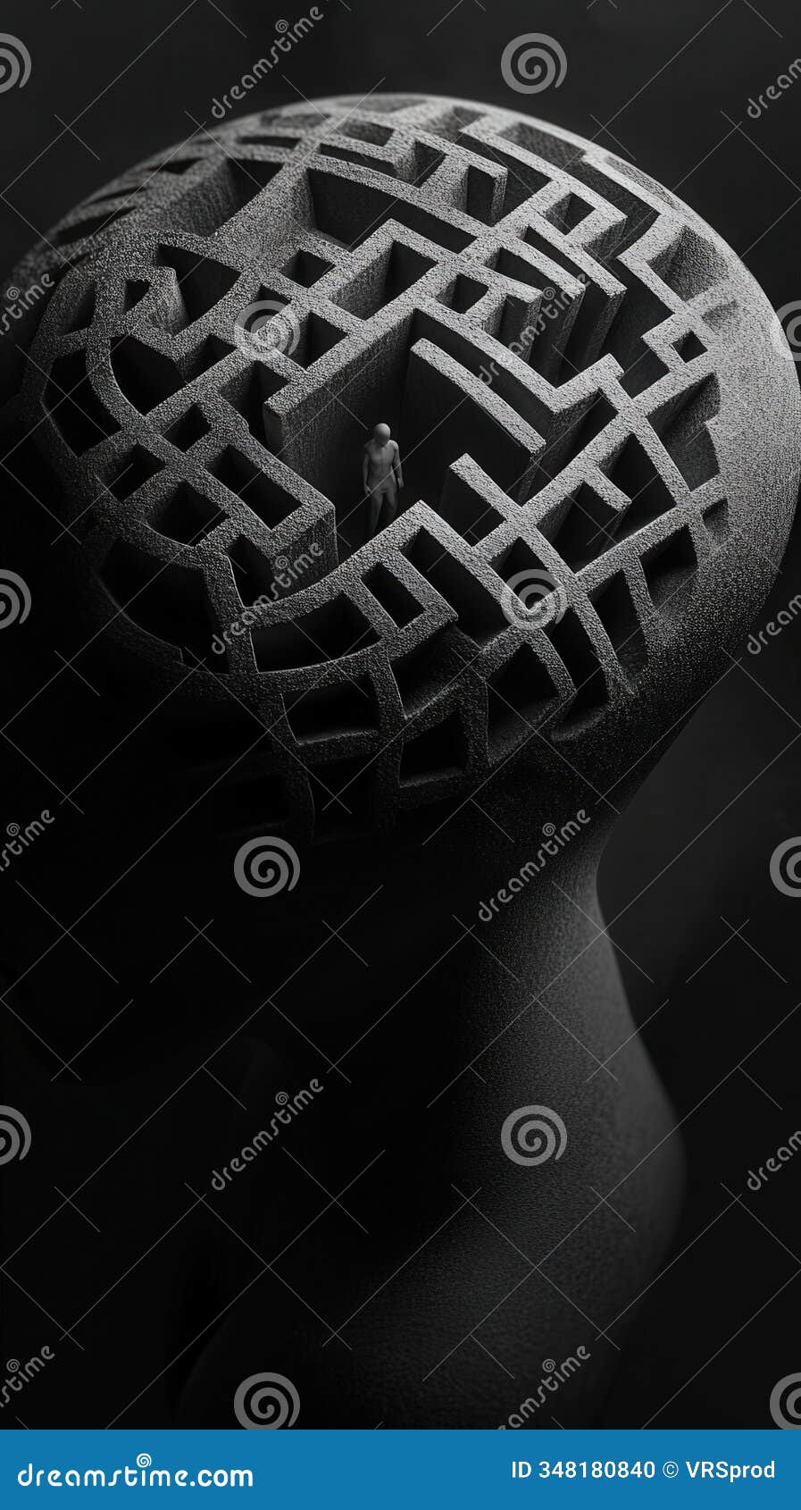 Abstract Maze Carved in Human Head Sculpture Stock Photo - Image of ...