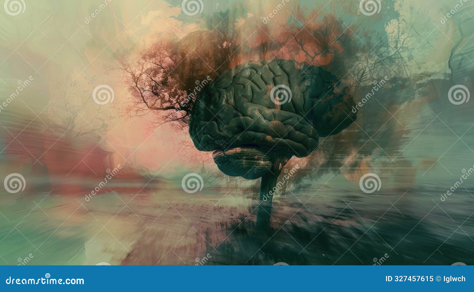 Surreal Brain in a Mystical Landscape Stock Image - Image of memory ...
