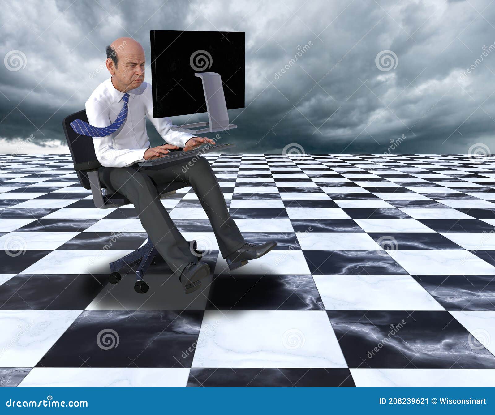 Surreal Businessman, Computer Workstation, Office Worker Stock ...