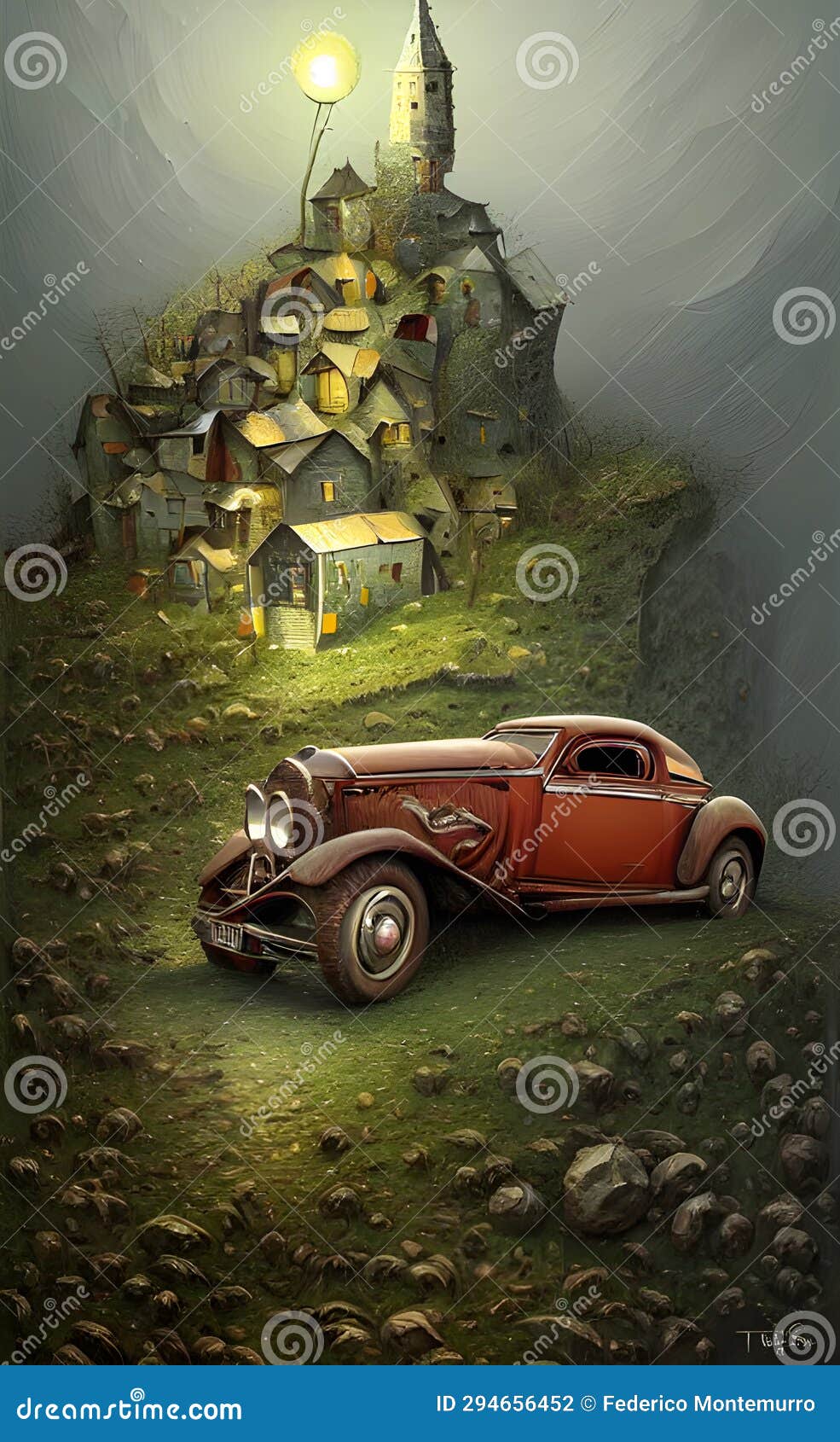 Surreal Car Illustration. stock photo. Image of abstract - 294656452