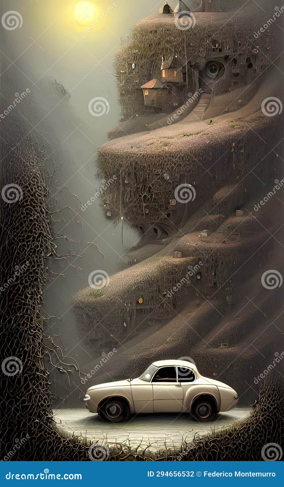 Surreal Car Illustration. stock photo. Image of generated - 294656532