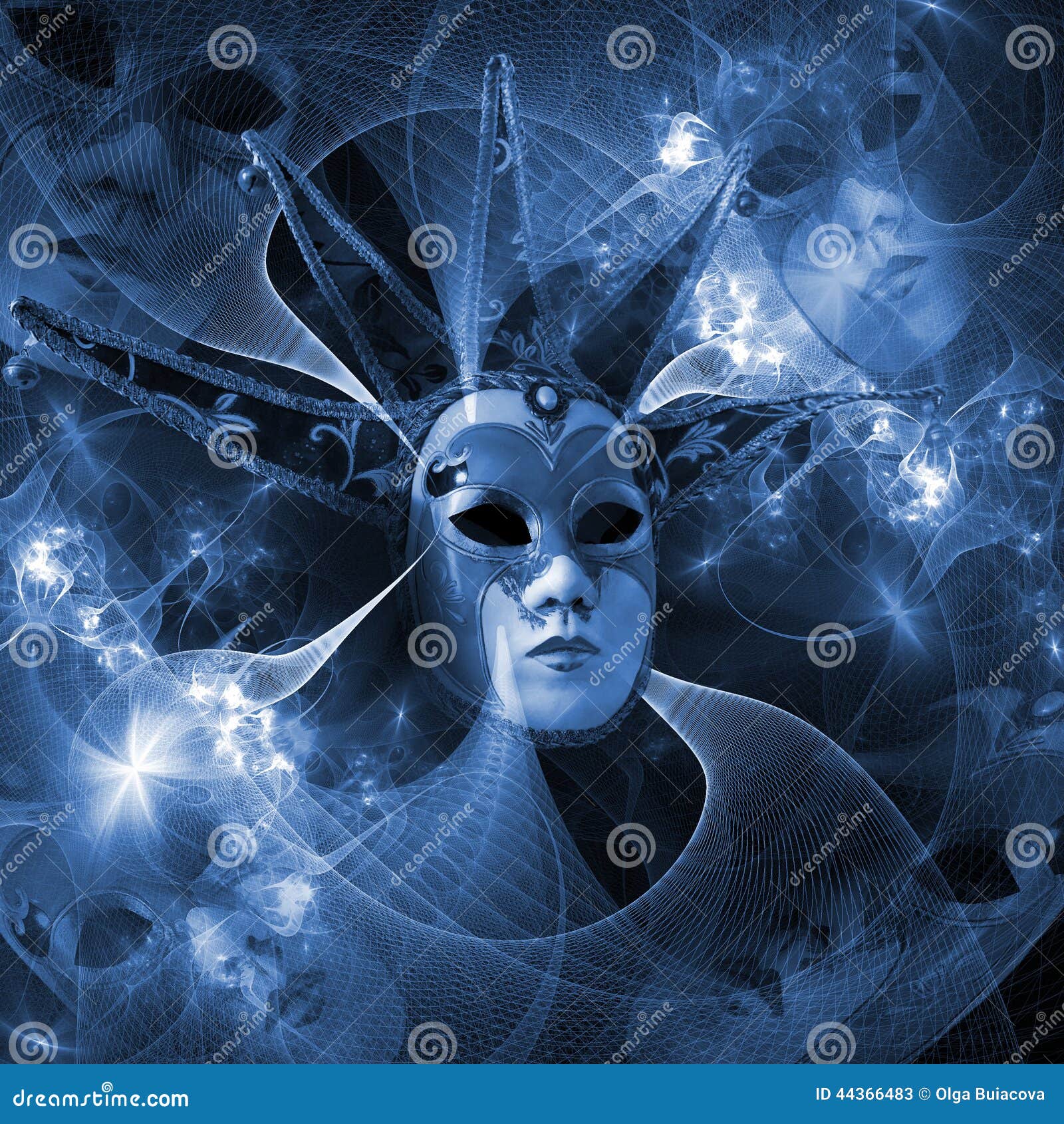 Surreal Carnival Mask and Fractal Pattern from a Grid and Bright Stock ...