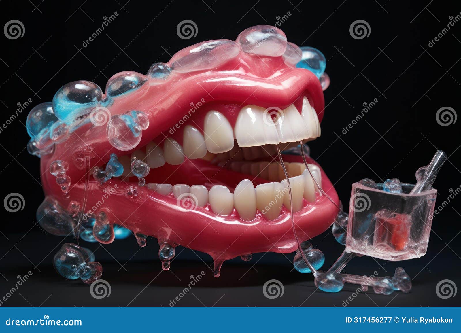 Surreal Chattering Teeth With Bubbles And Glass Royalty-Free Stock ...