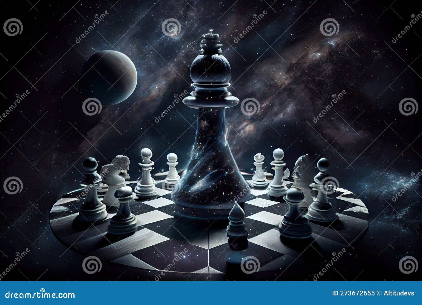 A Surreal Chess Board Floating in Outer Space, with Galaxies and Stars ...